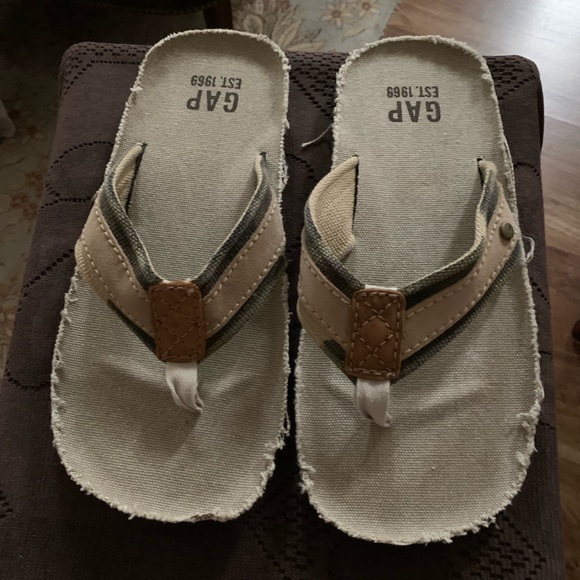 GAP | Shoes | Mens Gap Canvas Leather Flip Flops | Poshmark